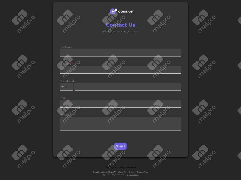 Contact & Inquiry Form Templates | Mailpro™