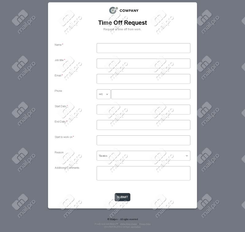 Time Off, Leave & Timesheet Form Templates | Mailpro™