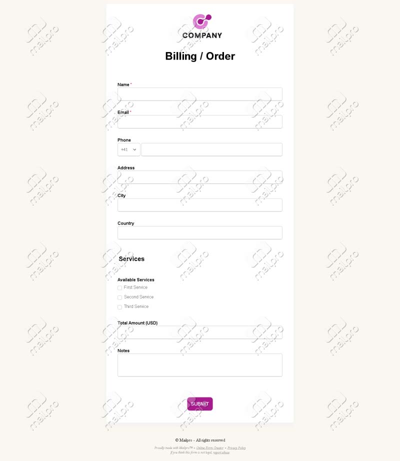 Invoice Form Templates | Mailpro™