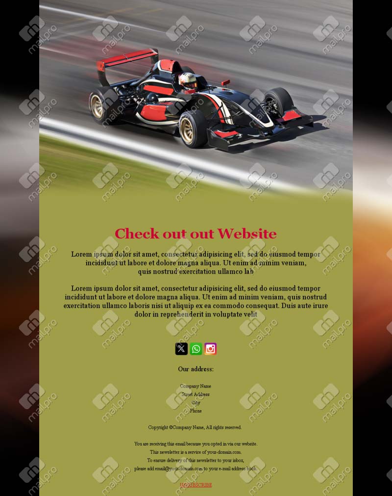 Email Template for Car and Motorcycle Racing | Mailpro™